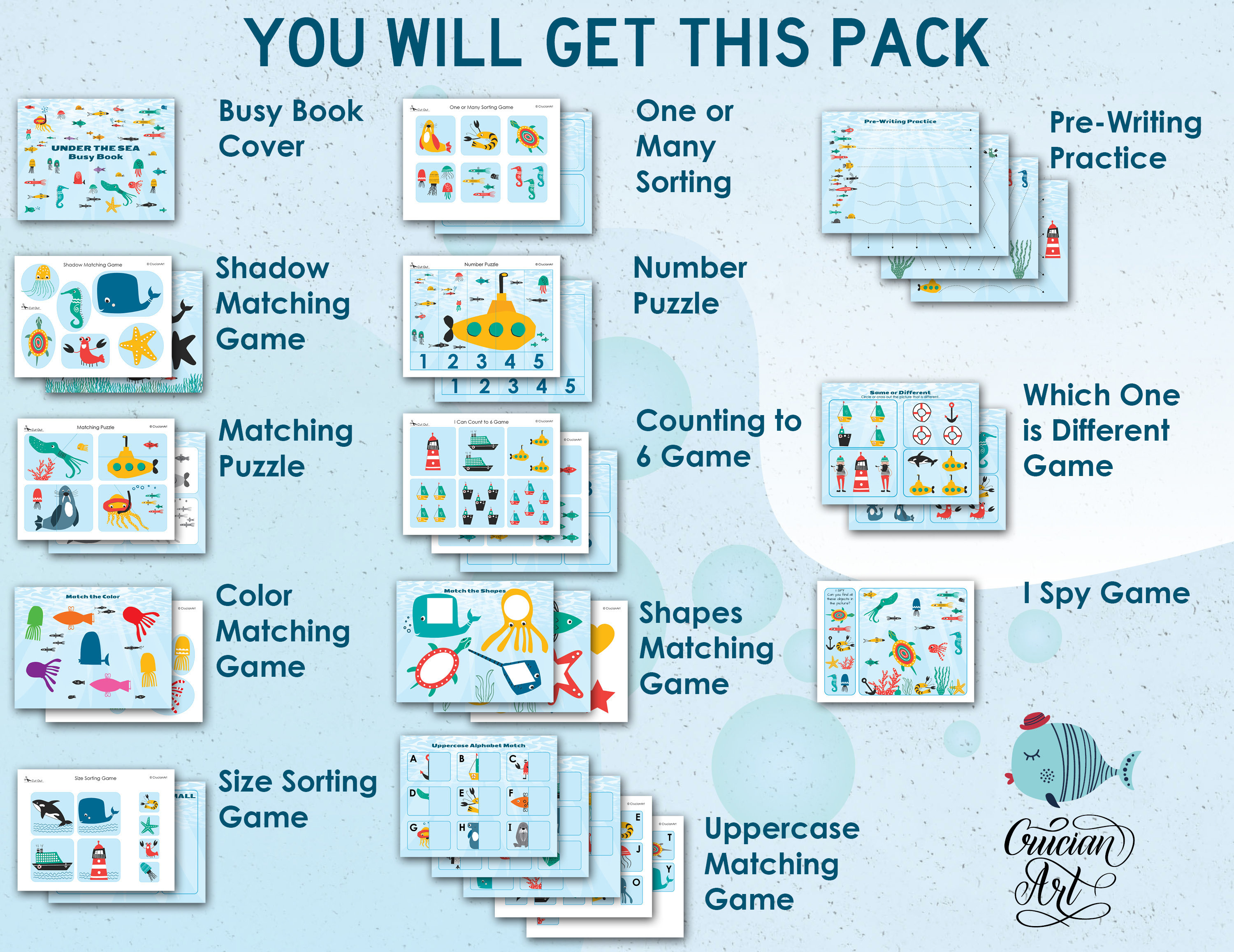 Ocean Animals Printable Busy Book. Under the Sea Learning Quiet ...