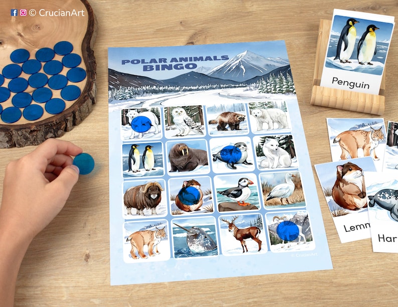 Polar Animals Bingo Game: Printable Preschool, Kindergarten, Toddler ...