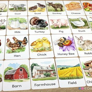 On the Farm Printable Flashcards: Farm Animals Flash Cards, Preschool ...