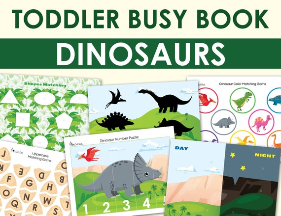 Dinosaur Toddler Printable Busy Book. Learning Quiet Workbook. | Etsy