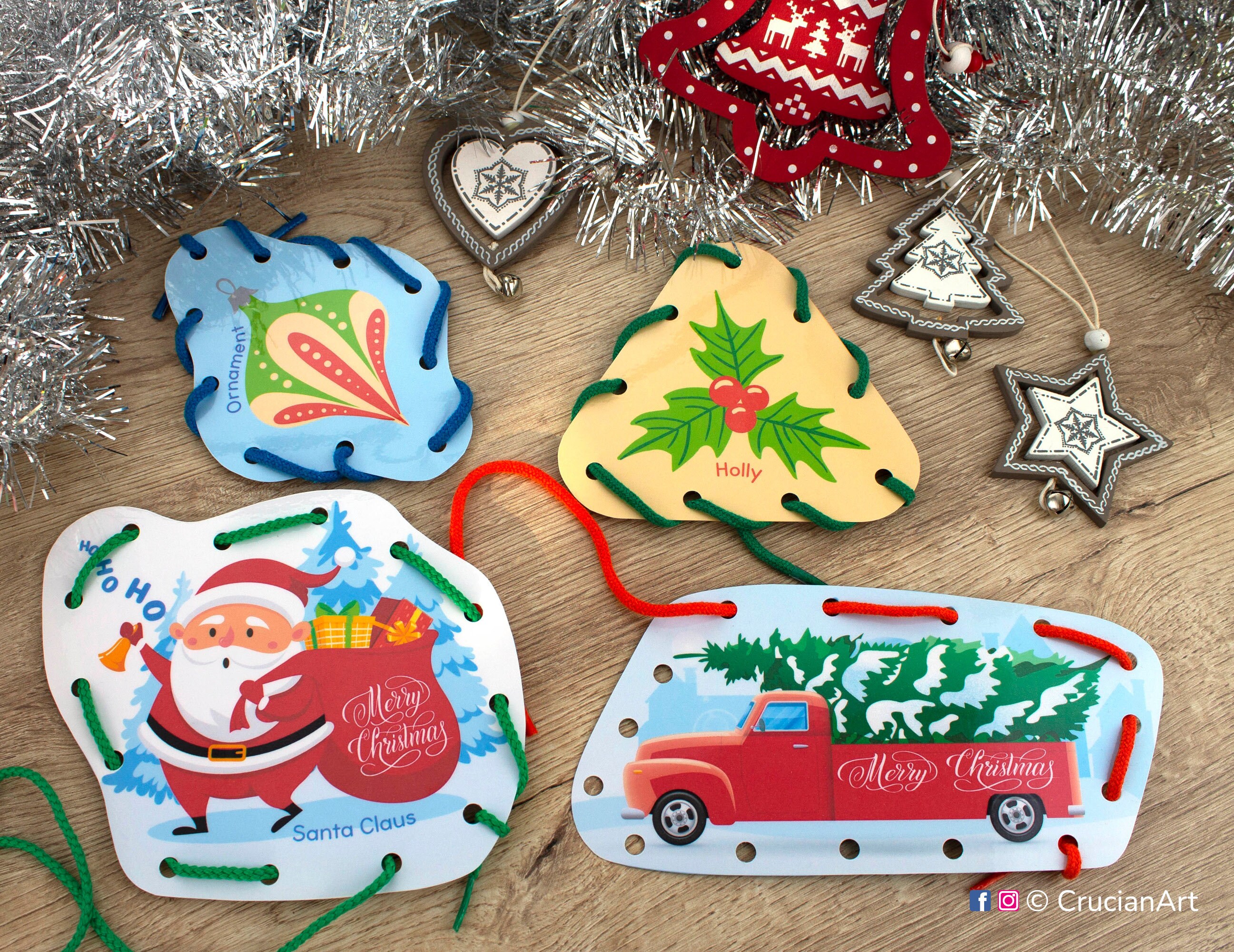 Christmas Lacing Cards Toddler and Preschool. Printable Fine - Etsy