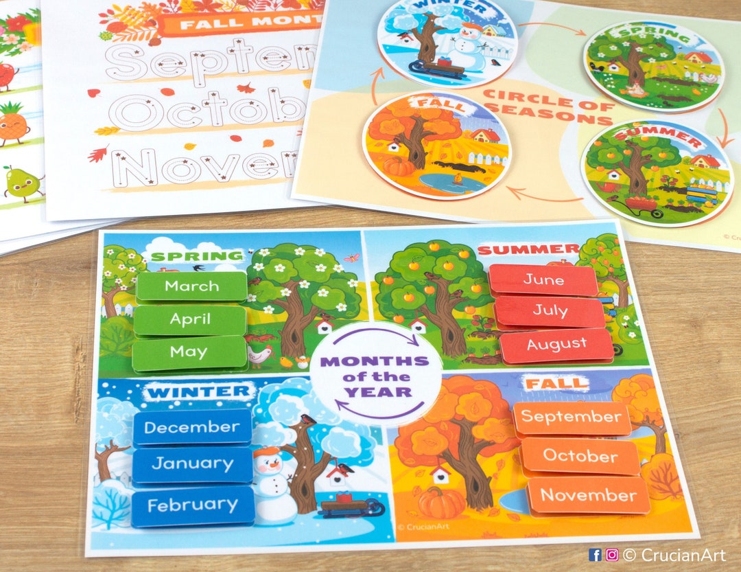 Months of the Year & Circle of Seasons Printable Activities. - Etsy