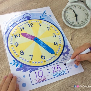 Printable Educational Clock. Learn to Tell Time Worksheet for Kid ...