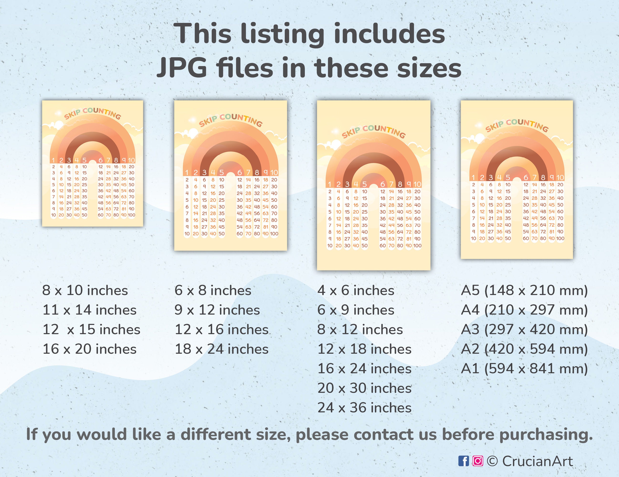 SKIP COUNTING BOHO Rainbow Poster. Printable Educational - Etsy