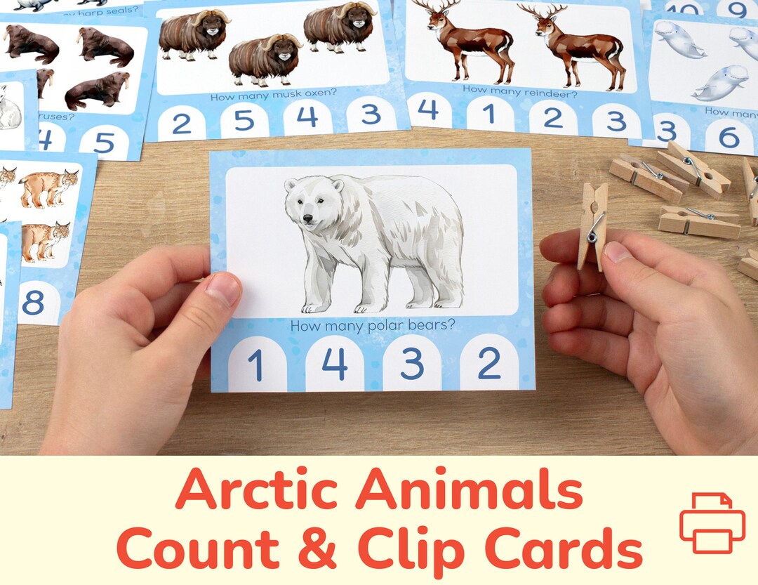 Polar Animals Count & Clip Cards. Printable Counting up to 12 Activity ...