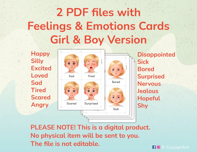 Emotions and Feelings Flash Cards. Printable Learning Flashcards ...