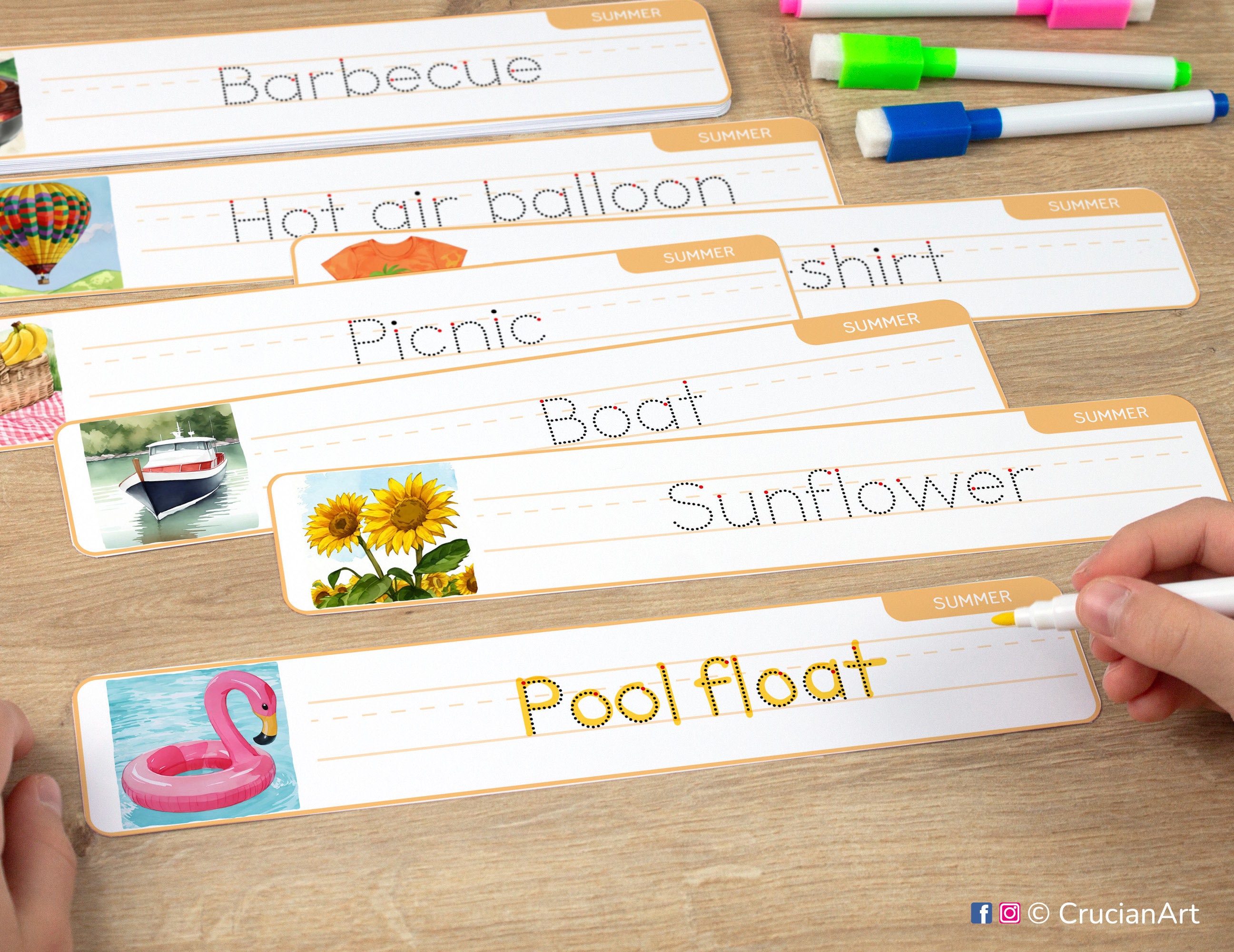 Summer Tracing Strips: Printable Educational Activities, Preschool ...