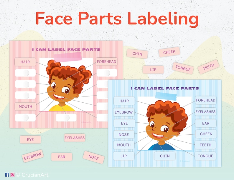 African American Body Parts and Face Parts Printable Activity. Human ...
