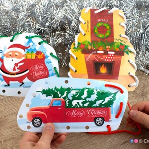 Christmas Lacing Cards Toddler and Preschool. Printable Fine Motor ...