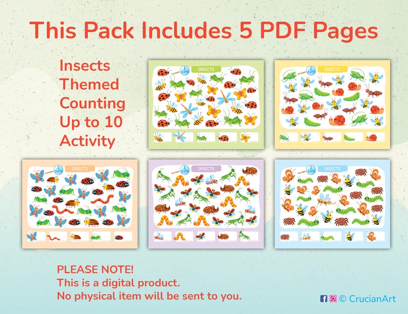 Bugs & Insects I Spy Counting Activity. Preschool, Pre-k, Kindergarten ...