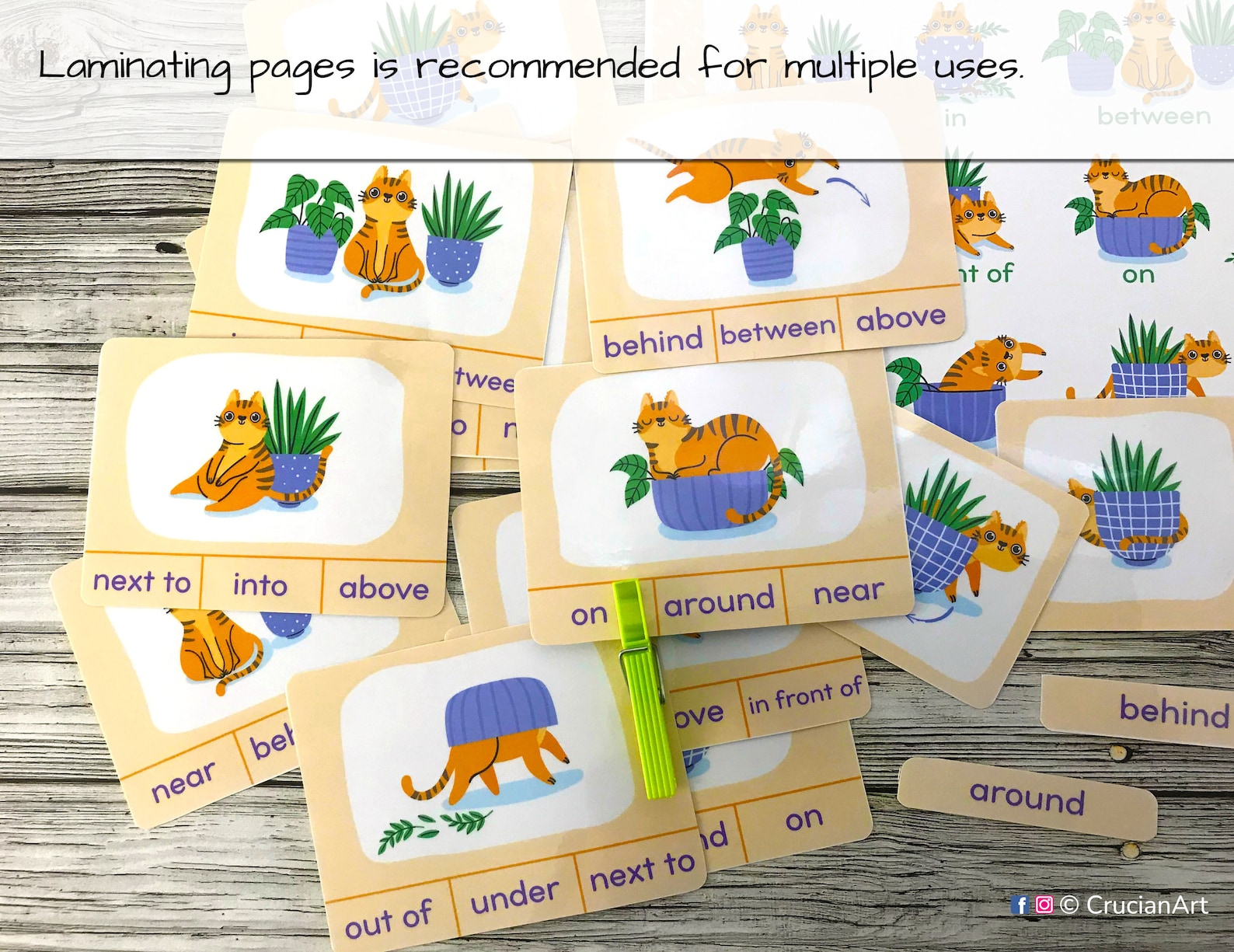 Positional Words Printable Cards. Prepositions Learning - Etsy