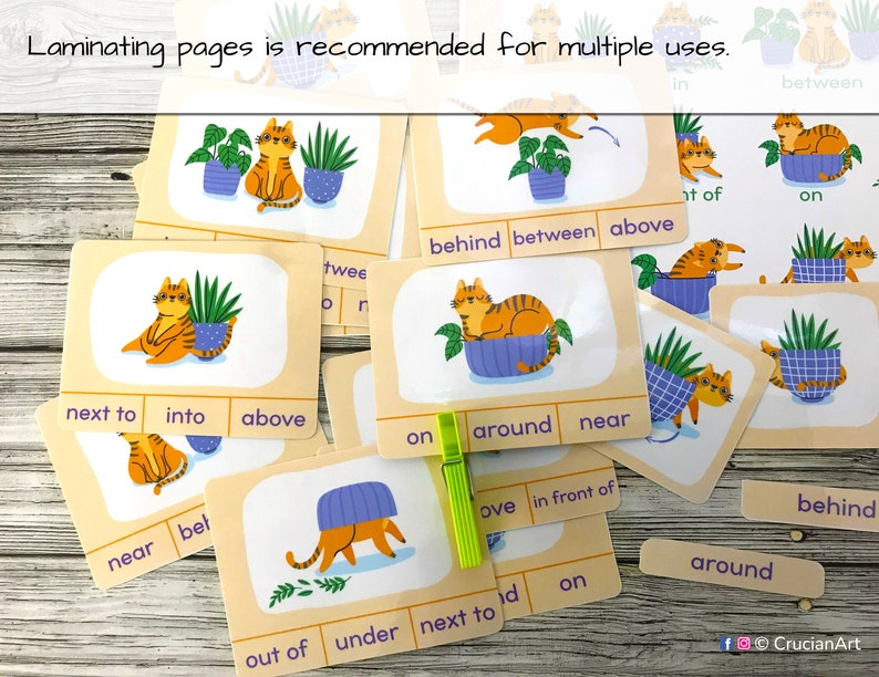 Positional Words Printable Cards. Prepositions Learning - Etsy