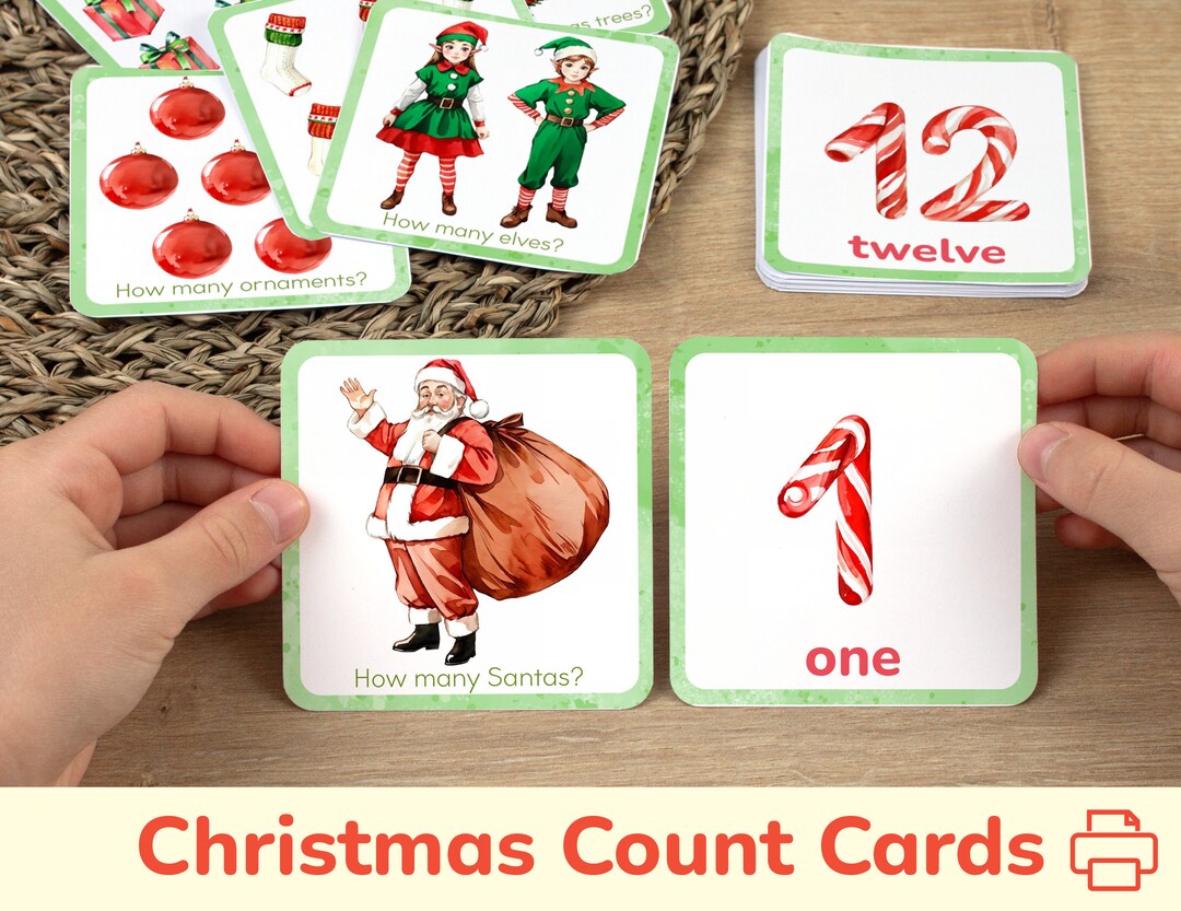 Christmas Counting Activity: Printable Count & Match Cards. Toddler ...