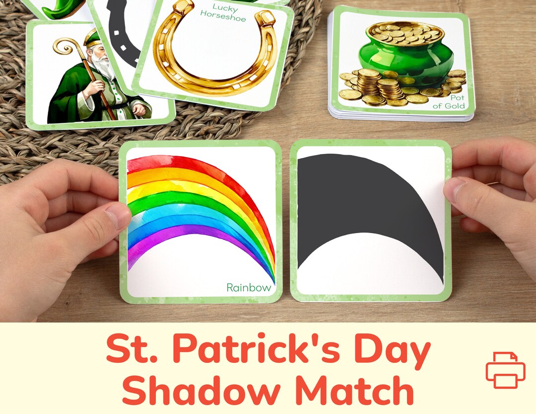 Saint Patrick's Day Shadow Matching Activity: Toddler Printable Match ...