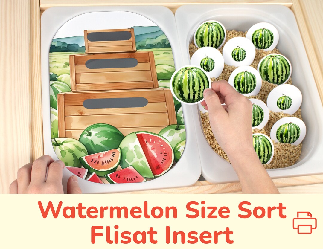 Watermelon Size Sorting Activity: Flisat Insert Printable Template for ...