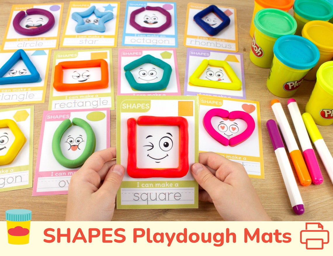 Shapes Play Dough Mats. Printable Playdough Activity. Toddler Preschool ...