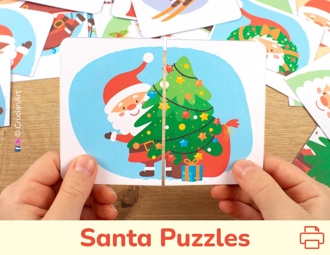 Santa Claus Puzzle Pairs: Printable Christmas Match Cards. Toddler ...
