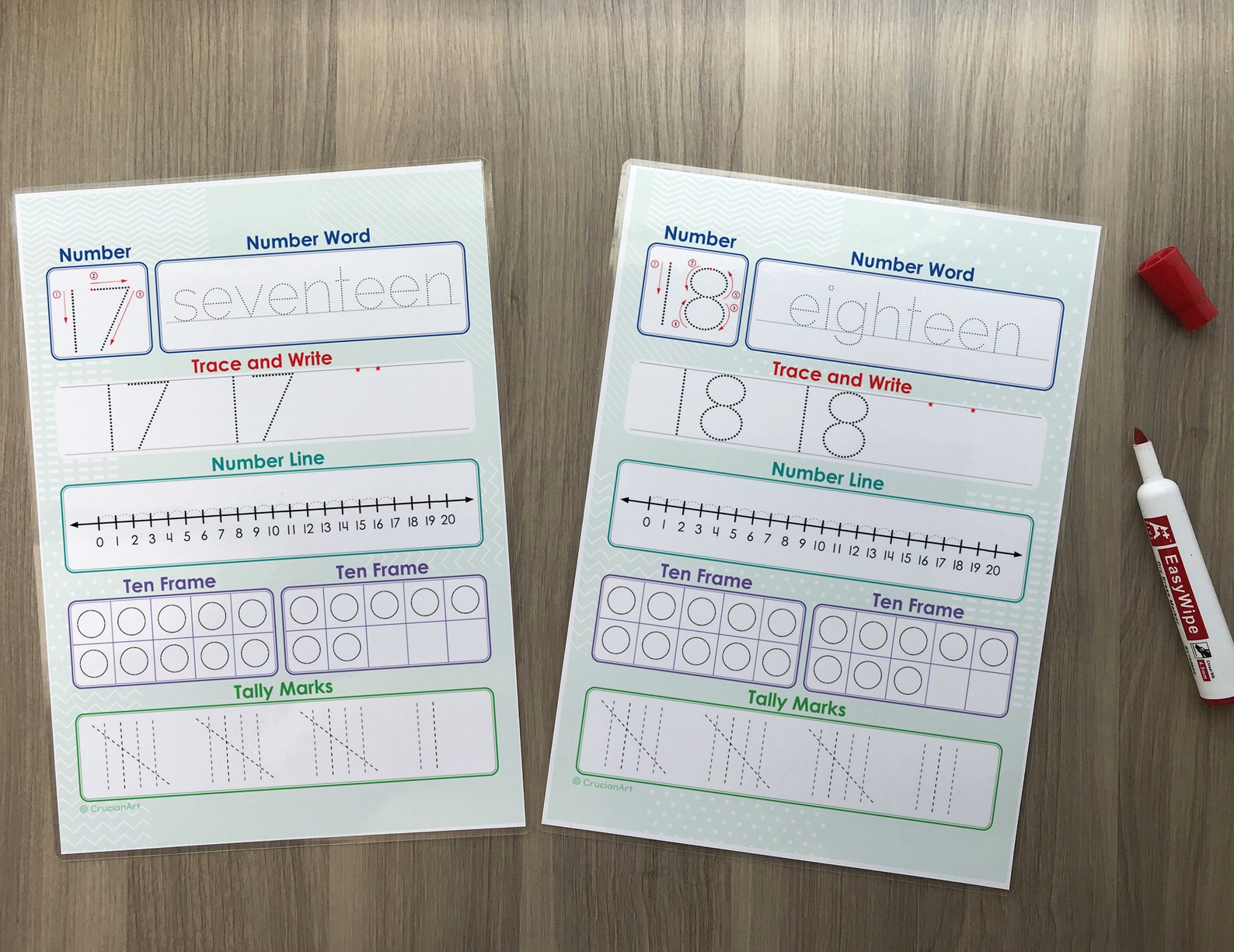 Numbers 11 to 20 Kindergarten Math Printable Worksheet. - Etsy