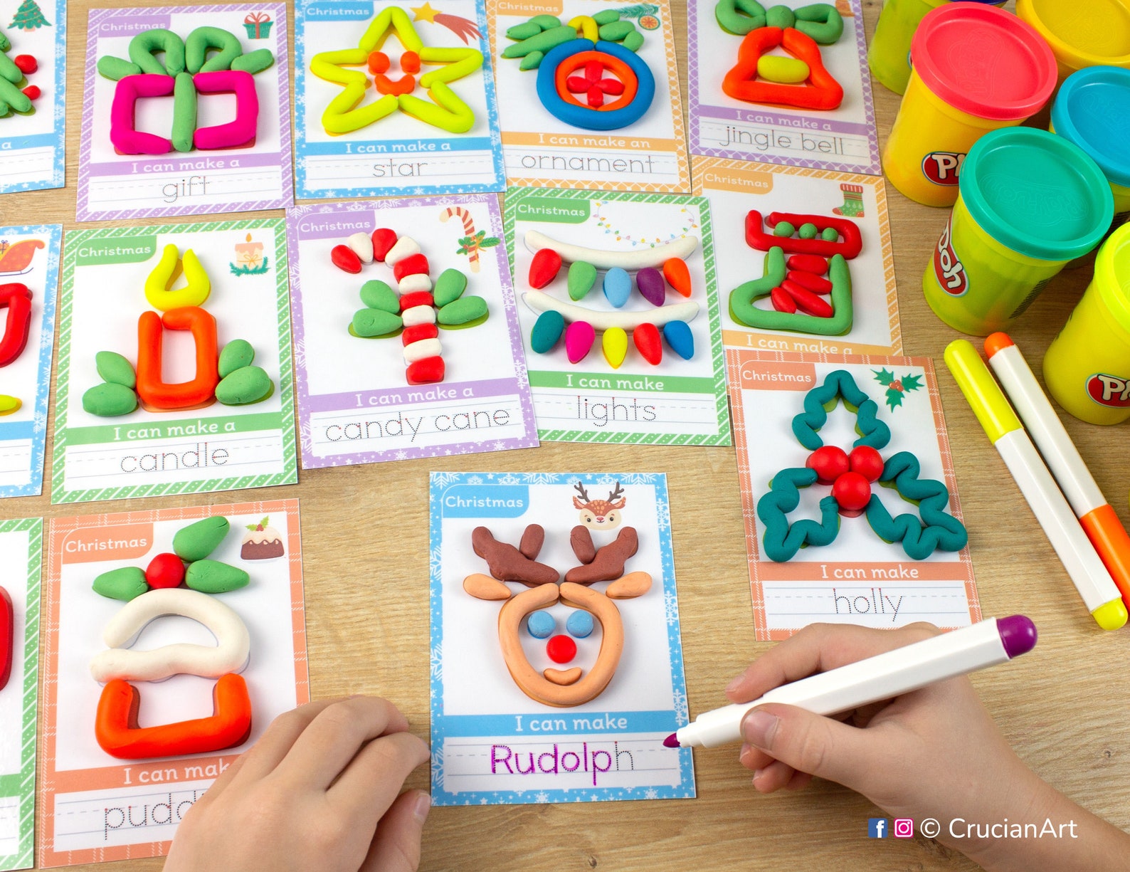 Christmas Playdough Mats: Toddler Preschool Kindergarten Play Dough Mat ...