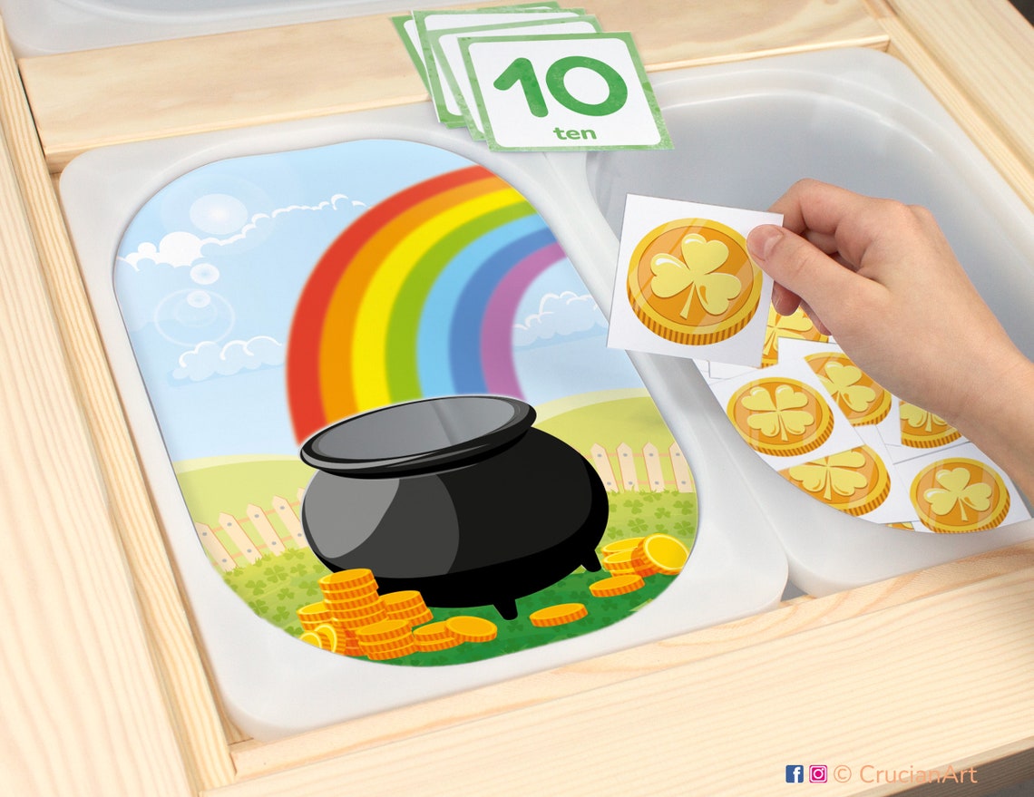 Leprechaun's Pot of Gold Counting Activity: Rainbow and Gold Coins ...