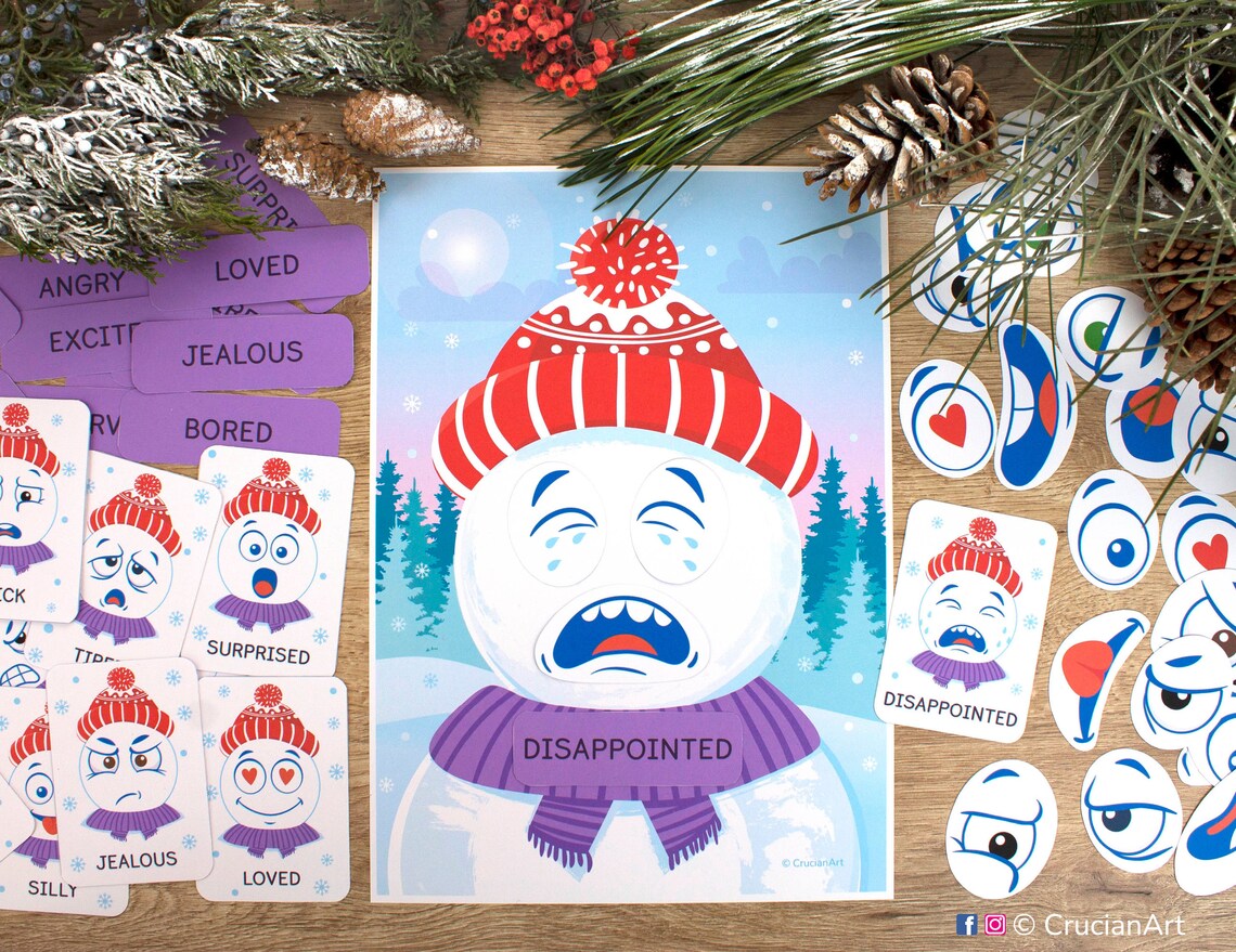 SNOWMAN Emotions and Feelings. Winter Printable Activity for - Etsy