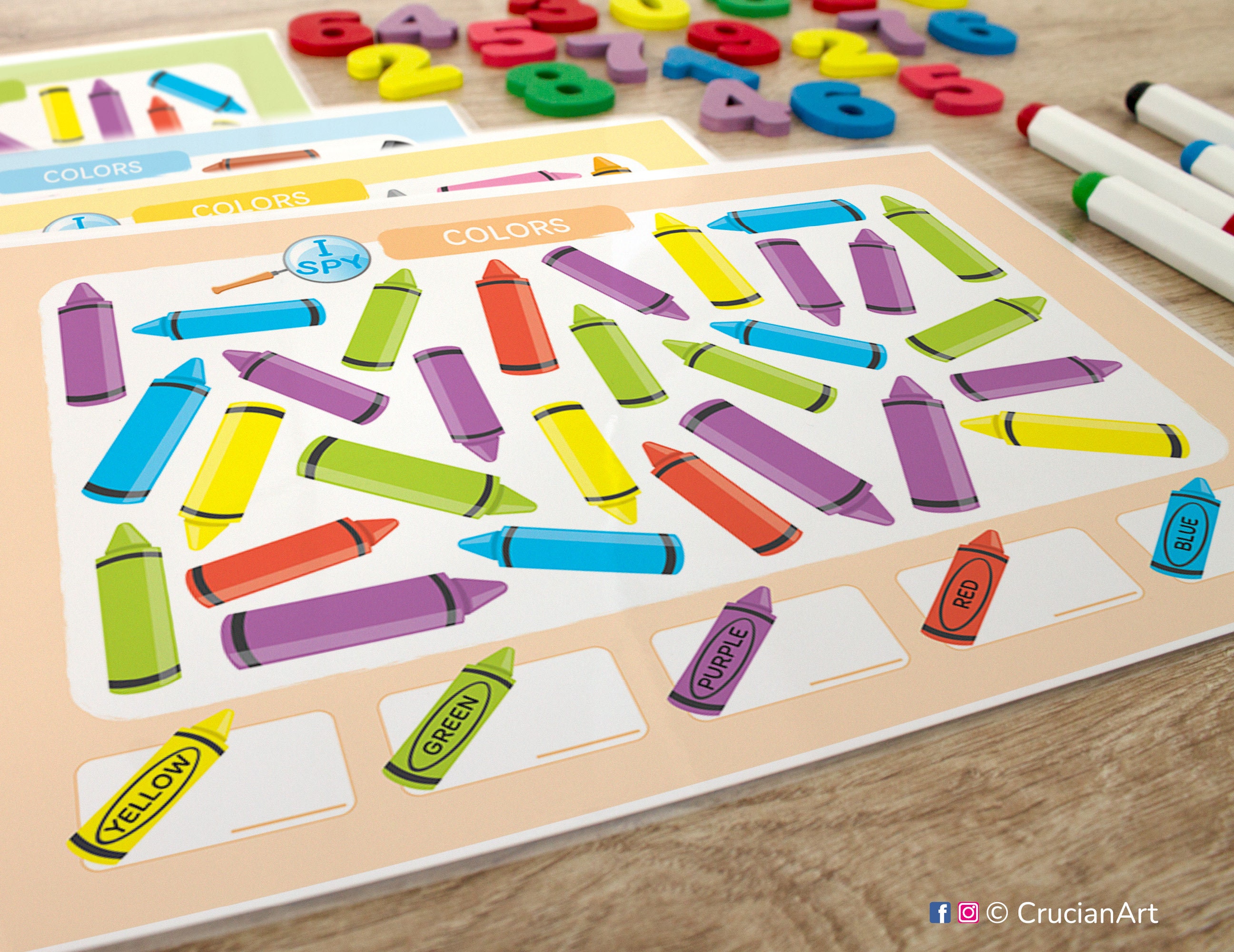 Colors I Spy Counting Activity. Crayons Color Learning - Etsy