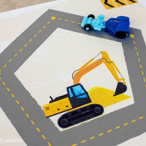2D Shapes Printable Road Mat for Boys. Construction Truck Tracing ...