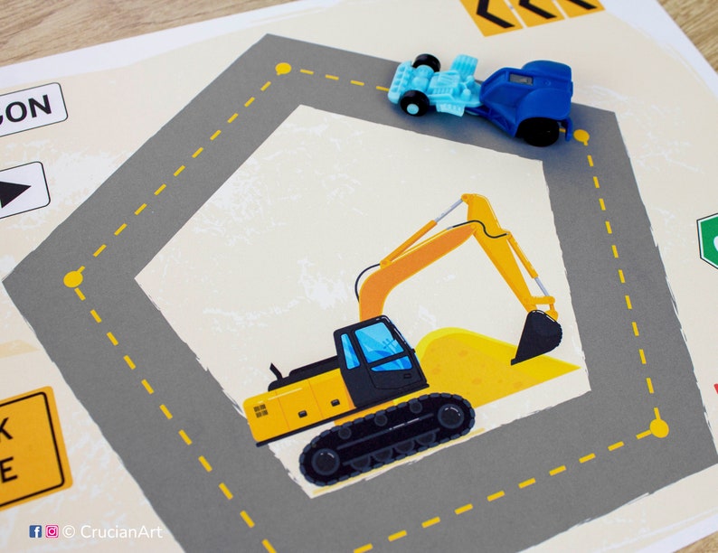 2D Shapes Printable Road Mat for Boys. Construction Truck - Etsy