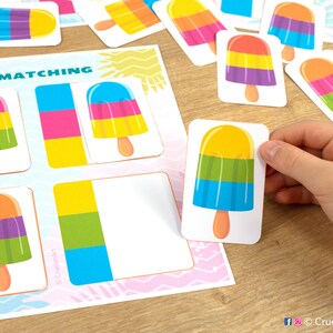 ICE CREAM Color Matching Printable Activity. Popsicle Colors Learning ...
