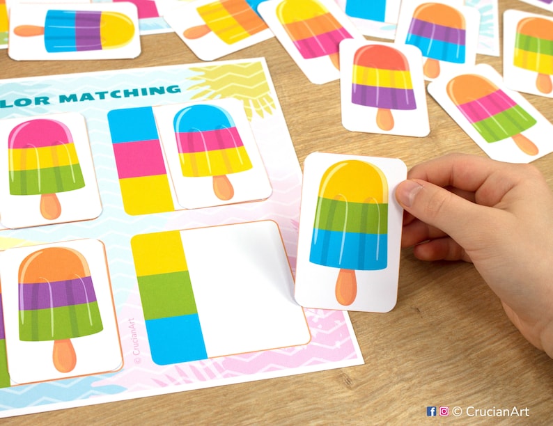 ICE CREAM Color Matching Printable Activity. Popsicle Colors - Etsy