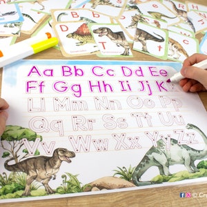 Dinosaur Alphabet Puzzle Pairs. Dino ABC Matching Cards. Toddler ...