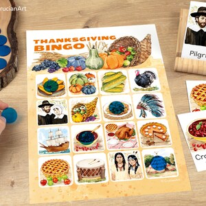 Thanksgiving Day Bingo Game: Printable Preschool, Kindergarten, Toddler ...