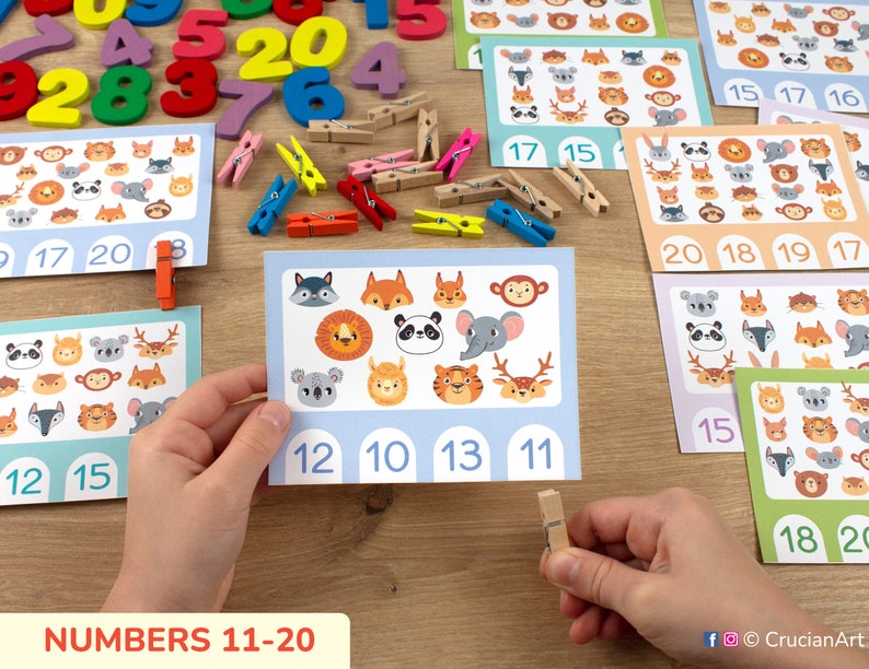 Wild Animals Count & Clip Cards. Printable Counting Activity ...