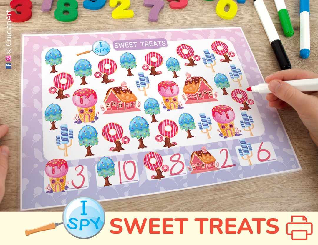 Sweet Treats I Spy Counting Activity. Preschool Learning Worksheets ...