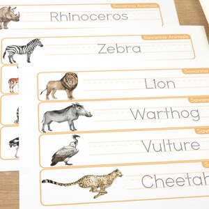 Savanna Grassland Animals Tracing Strips: Printable Educational ...