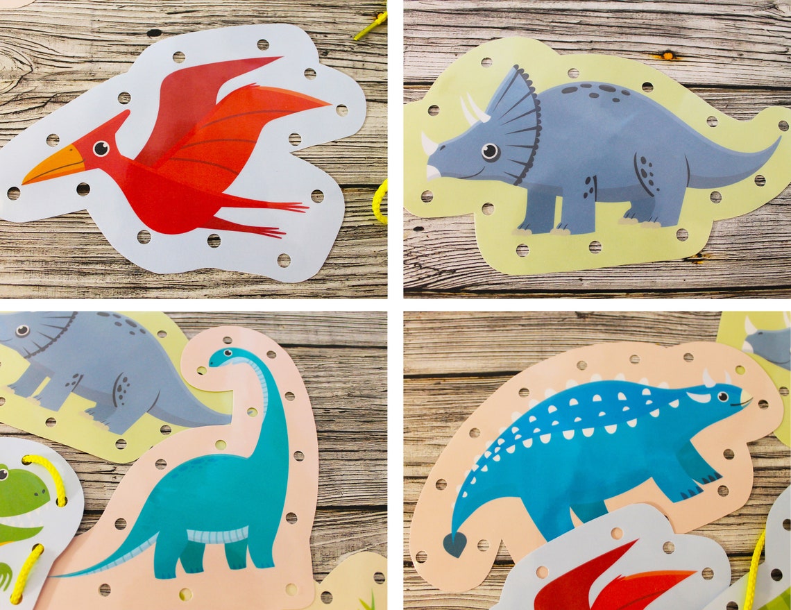 Buy Dinosaur Printable Lacing Cards. Fine Motor Skills Tying Activity ...