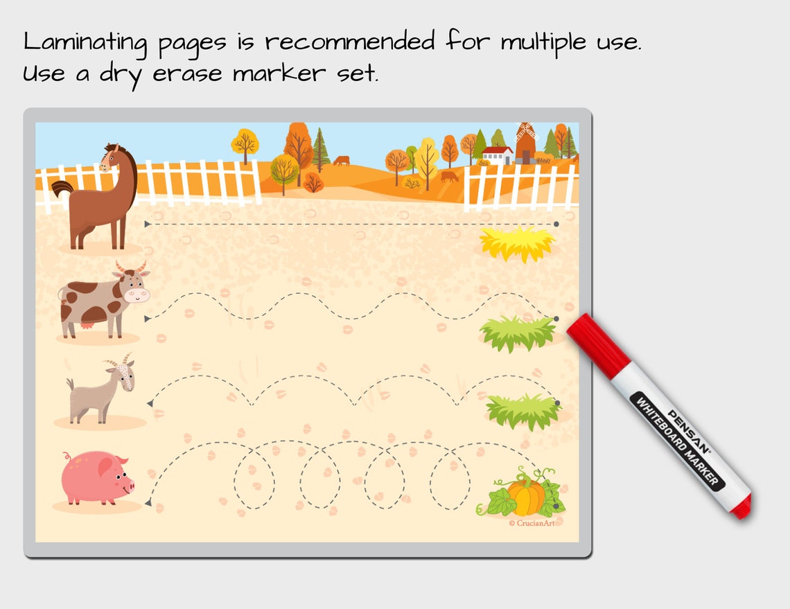 Alphabet Tracing Printable Worksheets. Farm Themed ABC - Etsy