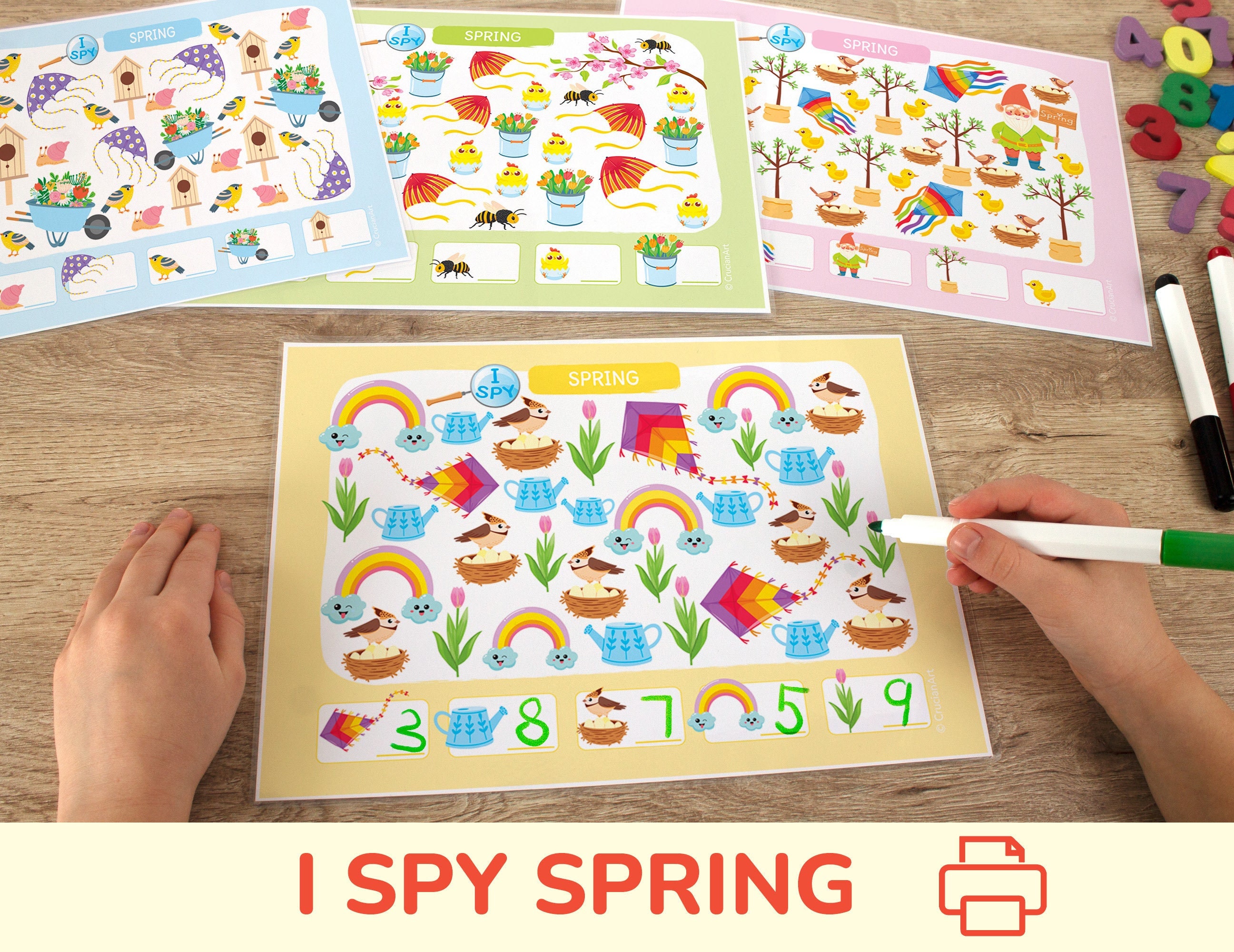 Spring Counting Activity. I Spy Printable Worksheets. - Etsy