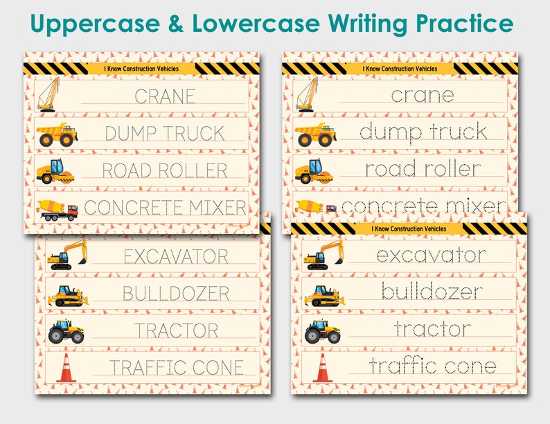 Construction Trucks Alphabet Busy Book. Printable Vehicles Abcs ...