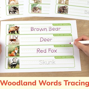 Woodland Animals Handwriting Worksheets: Printable Vocabulary Activity ...
