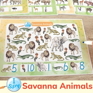 Savanna Animals I Spy Counting Activity. Preschool Learning - Etsy