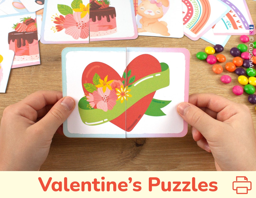 Valentine's Day Puzzle Pairs: Printable Match Puzzles. Toddler ...