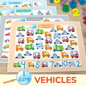 Vehicles Count to 10 Printable Activity. Land, Water, Air, Construction ...
