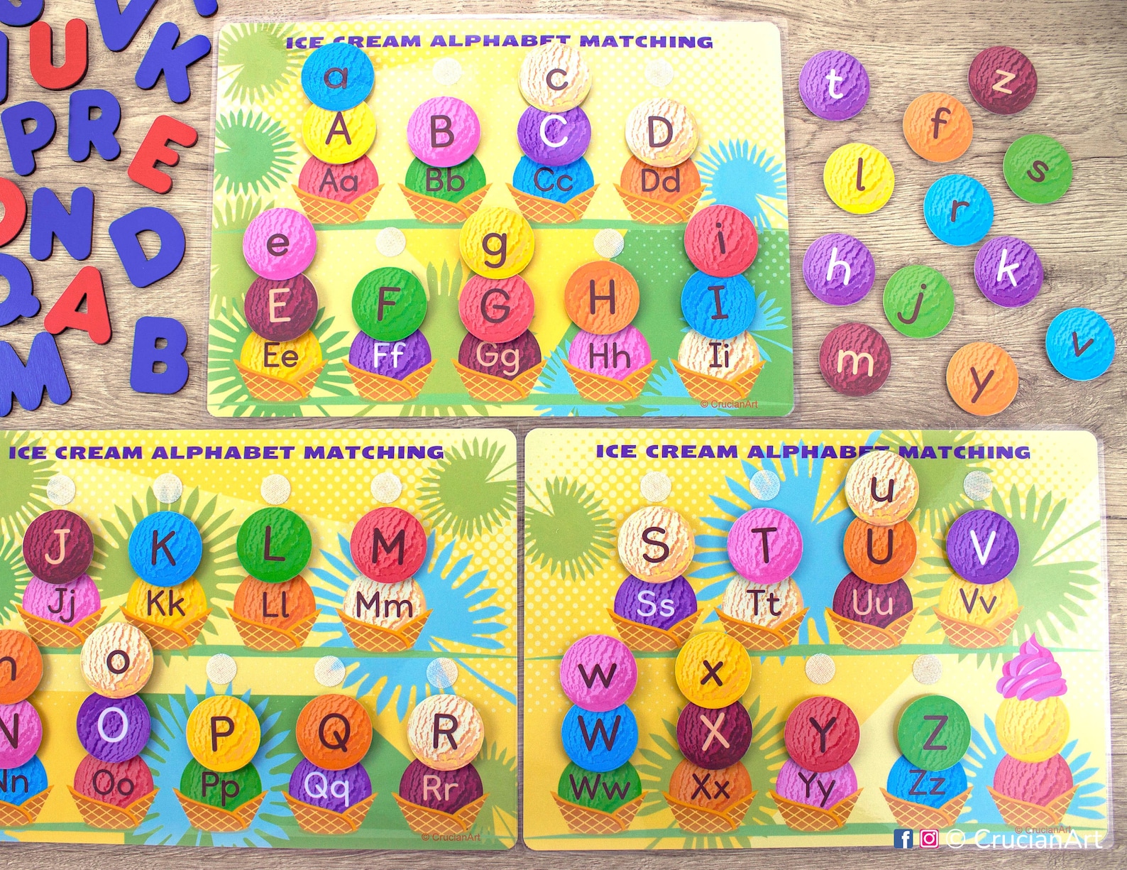 ICE CREAM Alphabet Matching Printable Activity for Toddler and ...