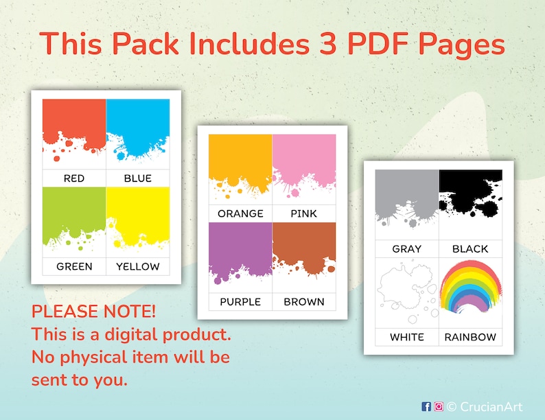 Color Printable Flashcards. Colors 3 Part Flash Card. Toddler ...