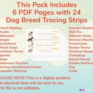 Dog Breed Tracing Strips: Printable Educational Activities, Preschool ...