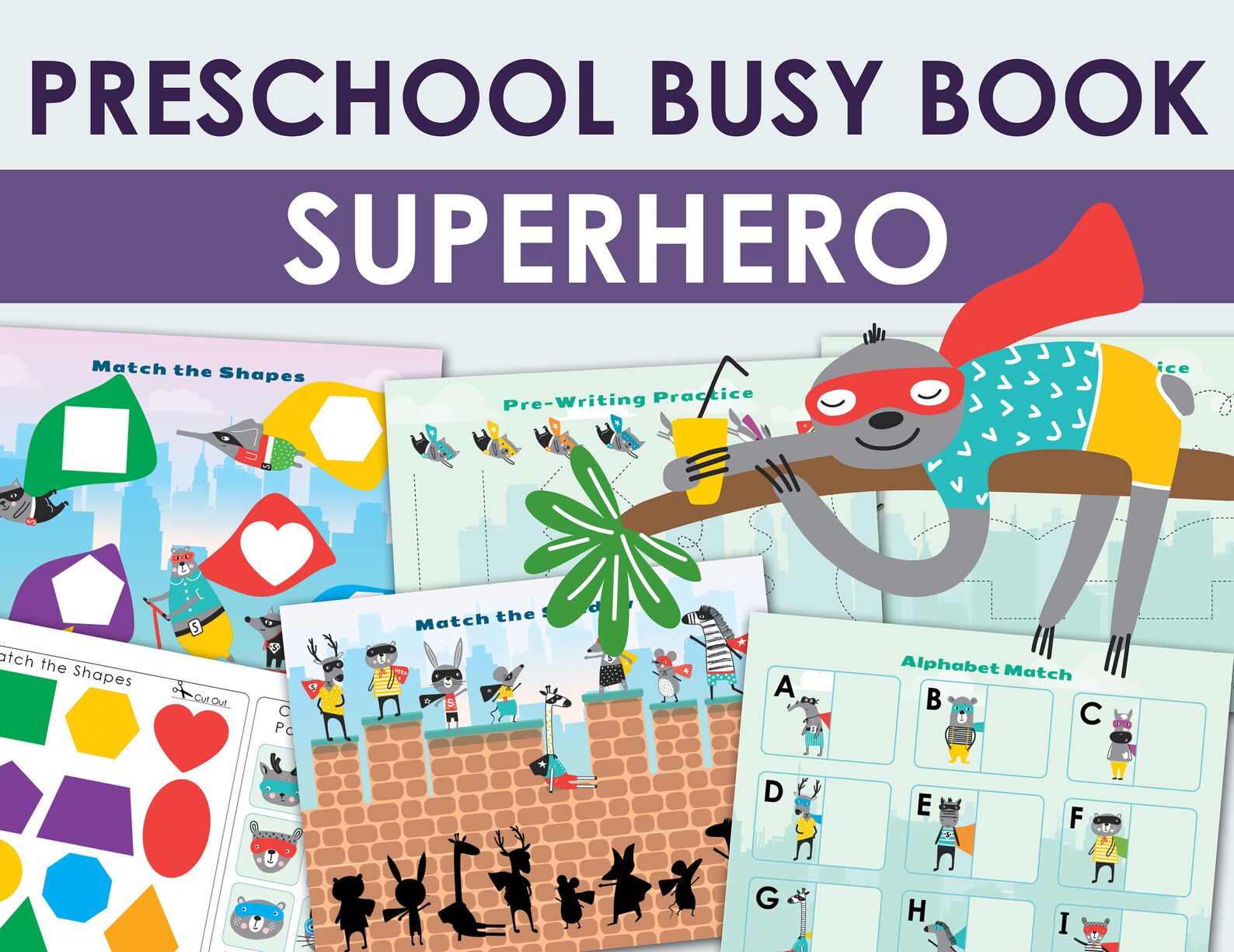 Superhero Preschool Busy Book. Printable Super Hero Learning | Etsy