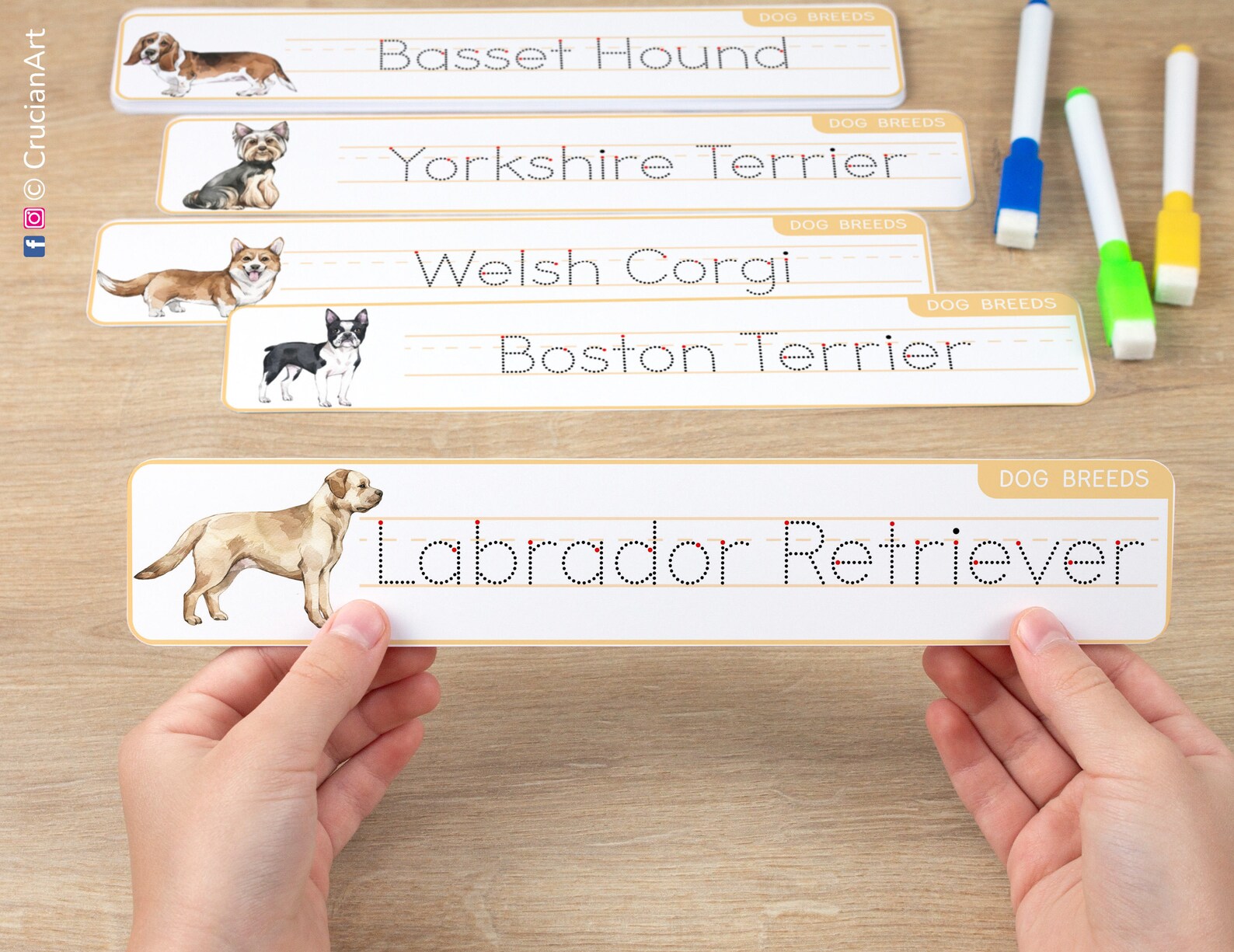 Dog Breed Tracing Strips: Printable Educational Activities, Preschool ...