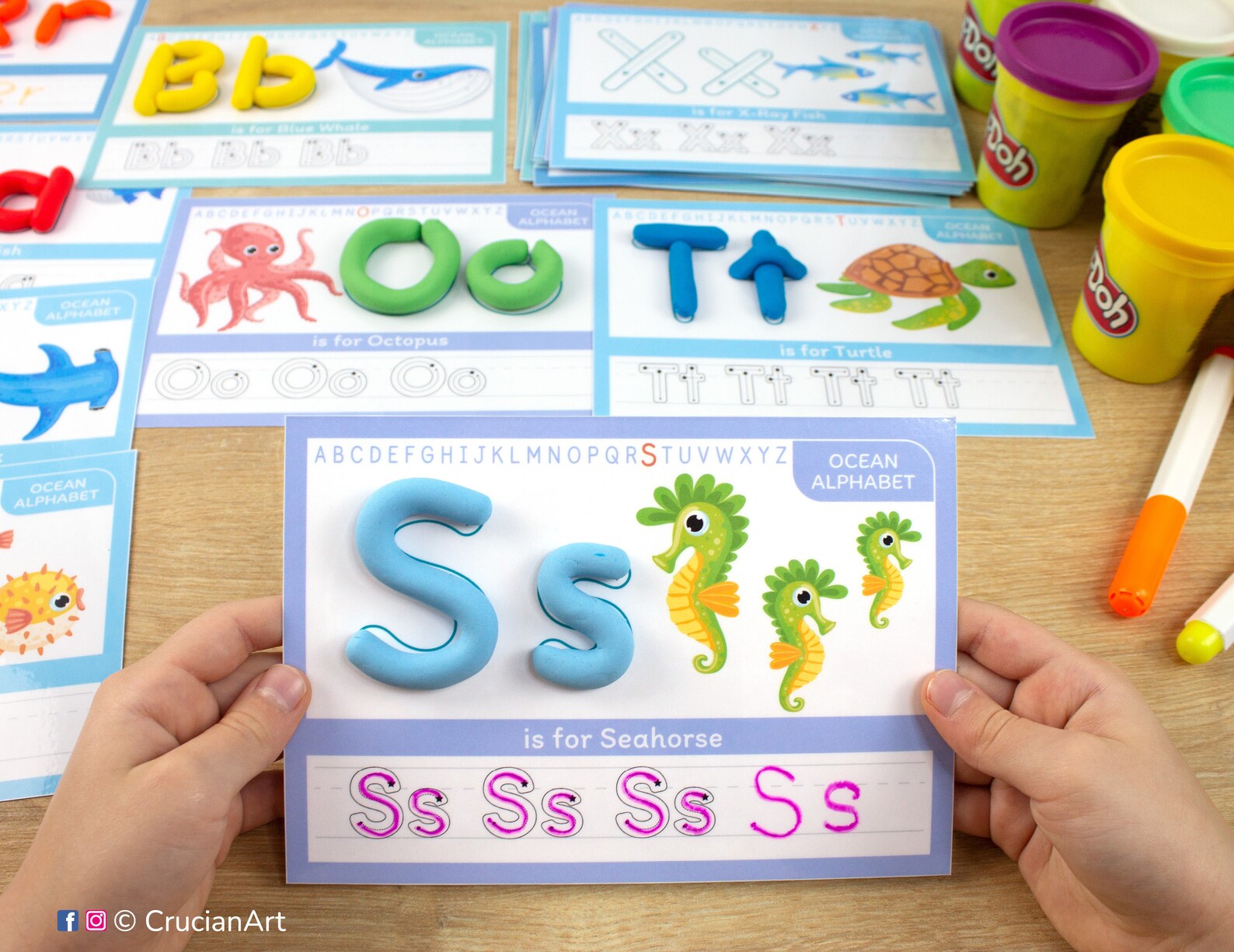 OCEAN ANIMALS Play Dough Mats. Under the Sea Alphabet Playdough ...