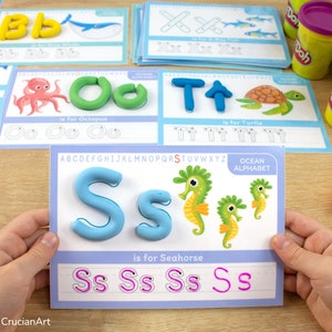 OCEAN ANIMALS Play Dough Mats. Under the Sea Alphabet Playdough ...